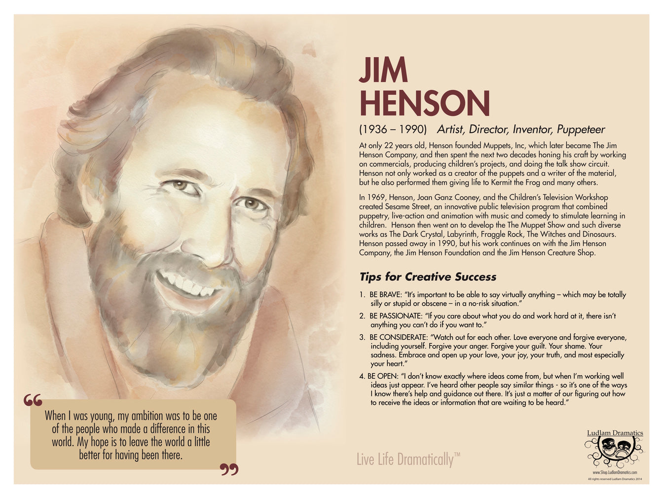 Jim Henson Bio Poster – Ludlam Dramatics