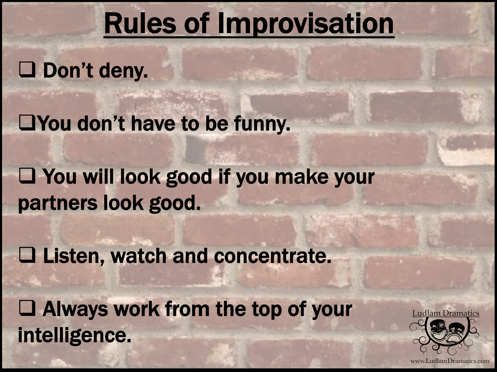 Rules of Improvisation Poster – Ludlam Dramatics