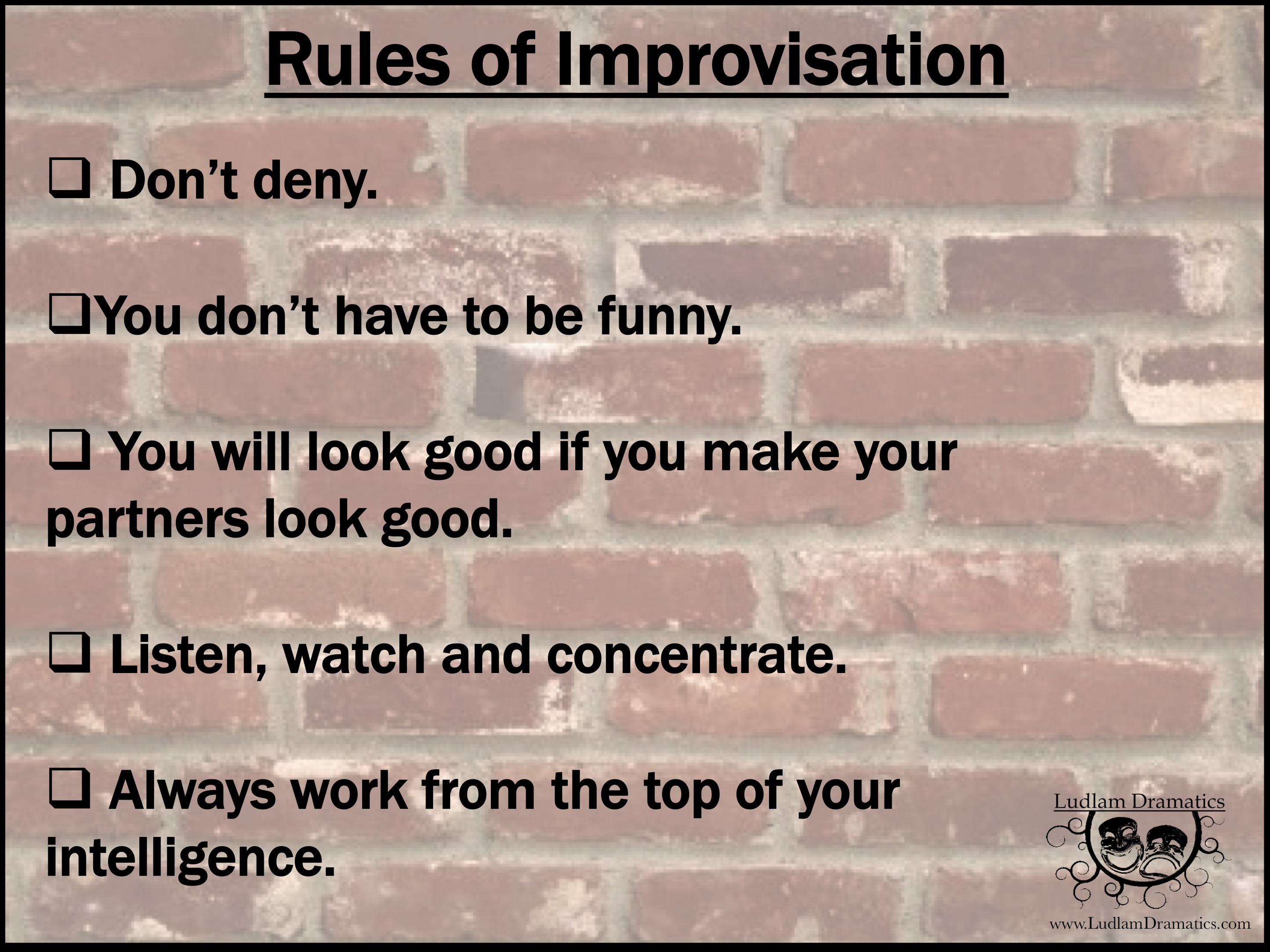 Rules of Improvisation Poster – Ludlam Dramatics